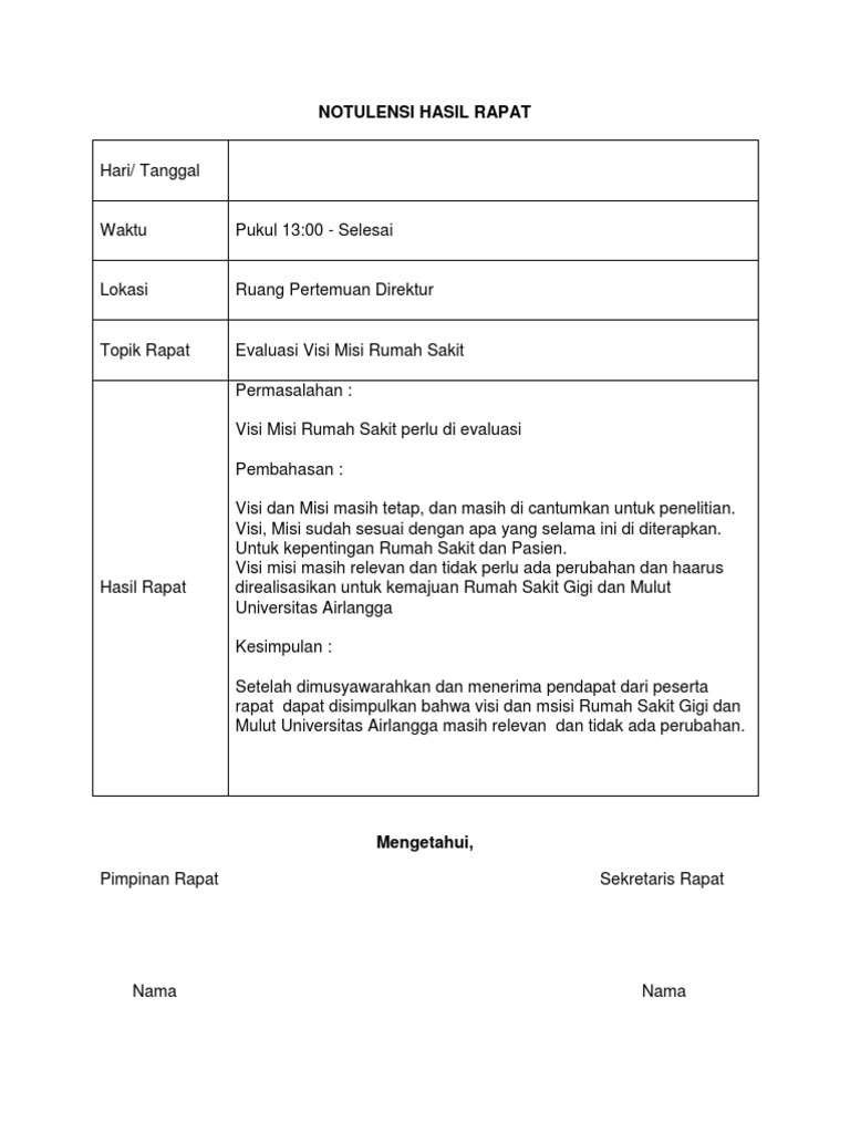 NOTULENSI HASIL RAPAT