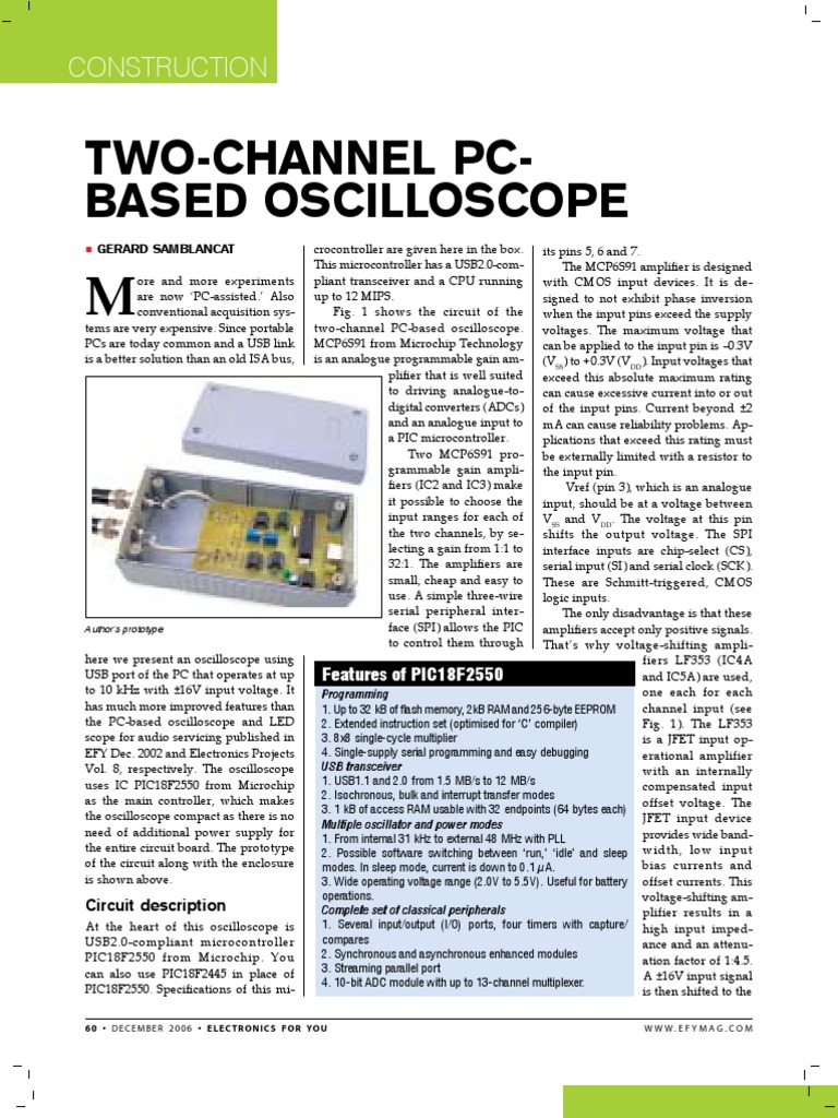 USB PC-Based Oscilloscope Design | PDF | Amplifier | Usb