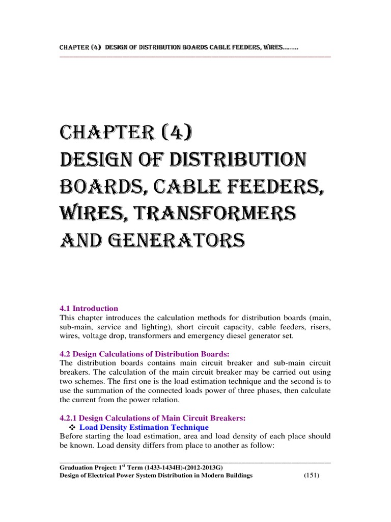 Chapter (4) Design of Distribution Boards, Cable Feeders, Wires ...