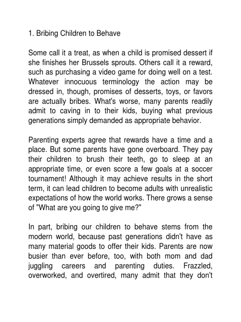 Bribing Children | PDF | Parenting | Relationships