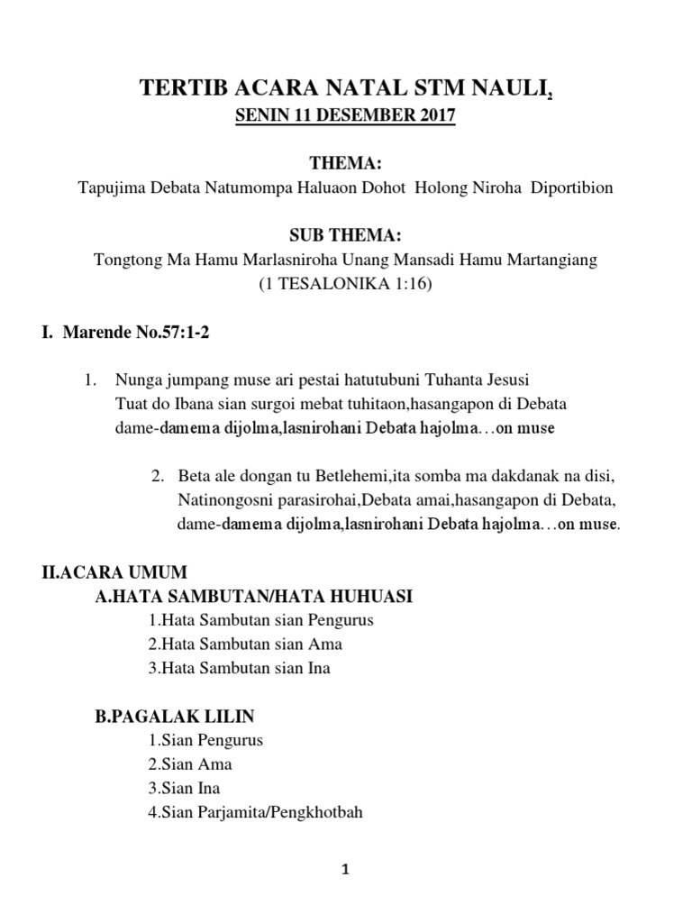 Tertib Acara Natal STM Nauli | PDF | Religion & Spirituality