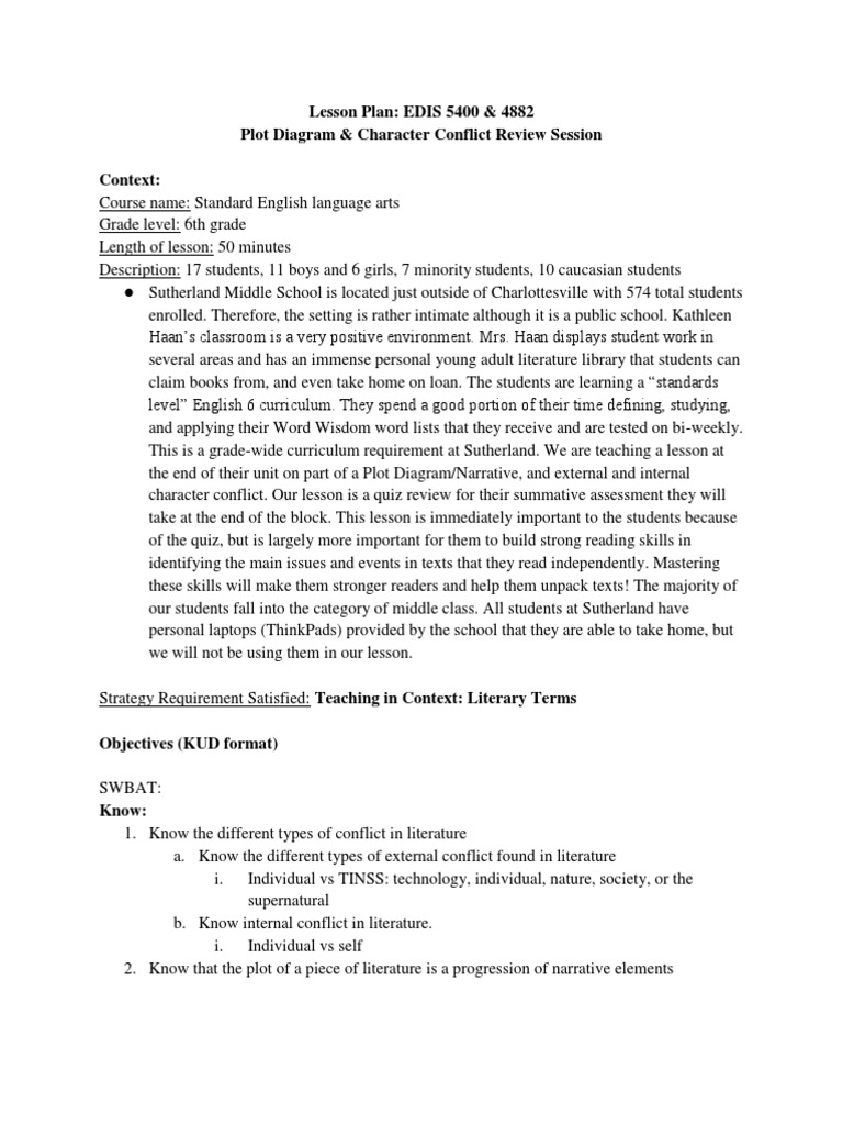 6th Grade Plot & Conflict Review Lesson | PDF | Plot (Narrative ...