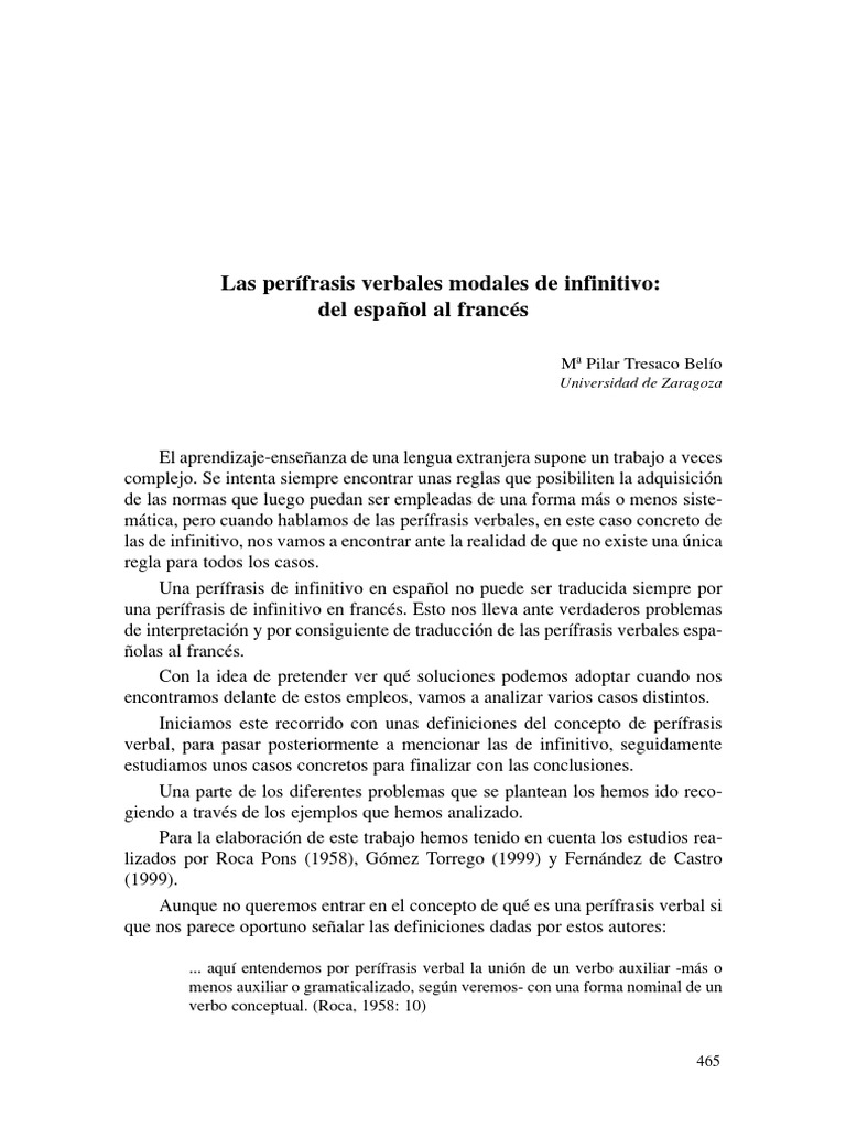 Las Perífrasis Verbales Modales de Infinitivo - Dialnet | PDF | Verbo ...