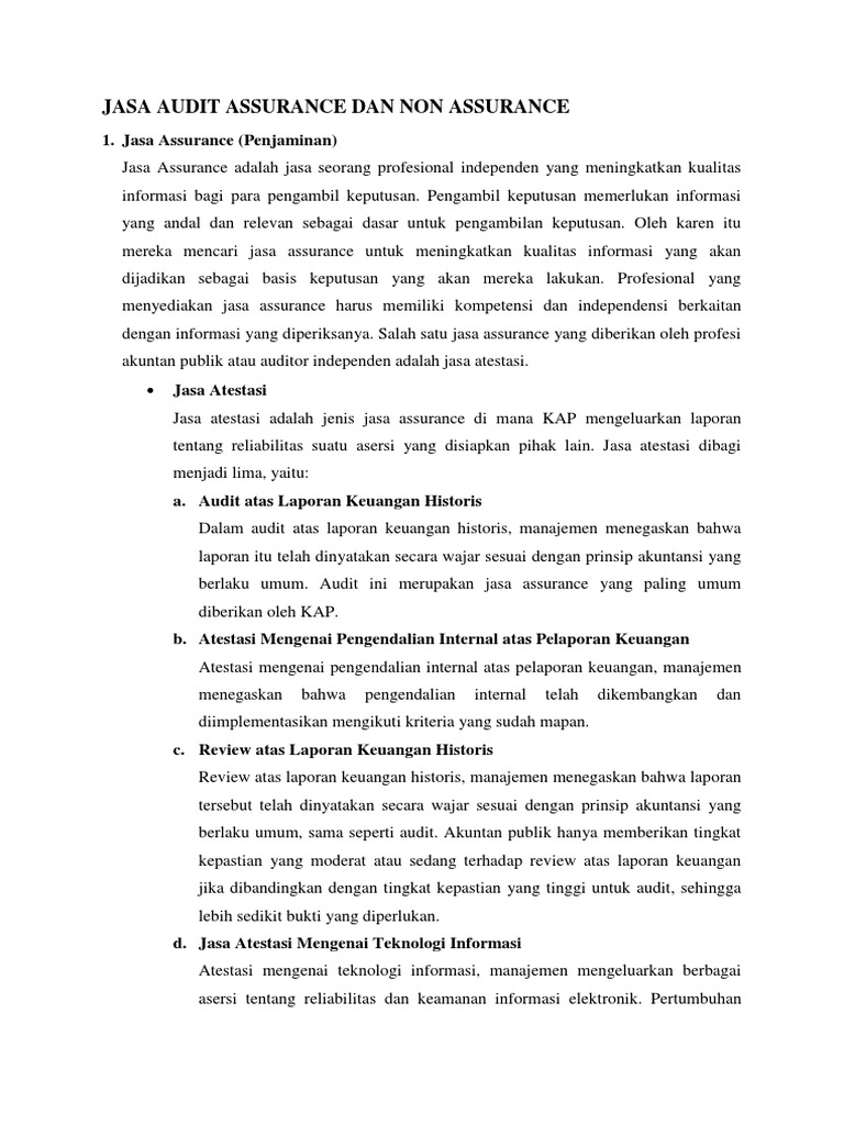 Jasa Assurance Dan Non Assurance | PDF
