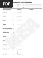 Dance Competition Score Sheet Template | PDF
