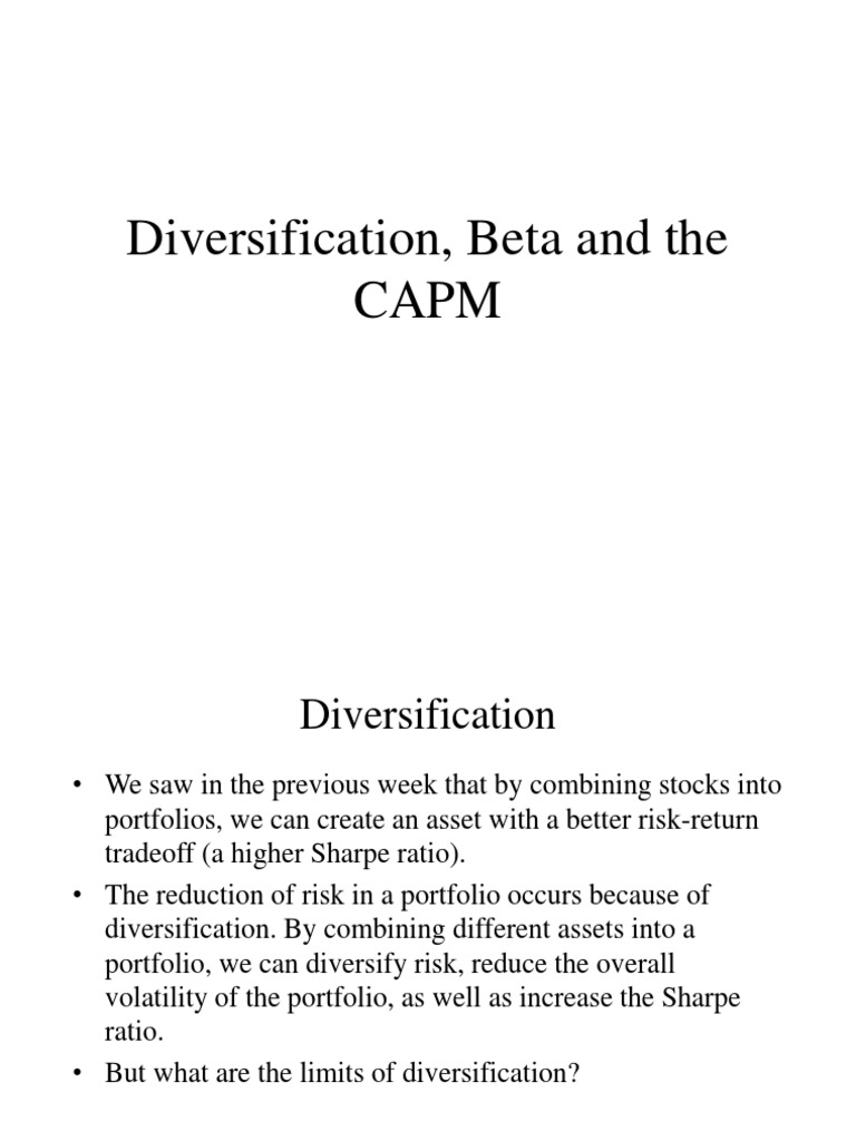 Diversification, Beta and The Capm | PDF | Capital Asset Pricing Model ...