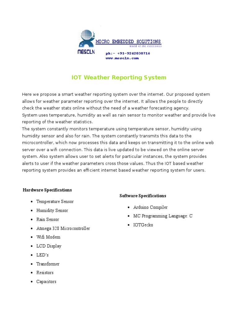 IoT Weather Reporting System Guide | PDF | Computers | Technology ...