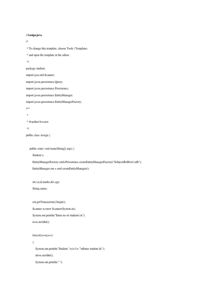 Student Database Management Using Java Persistence API and JPQL Queries | PDF | Software ...