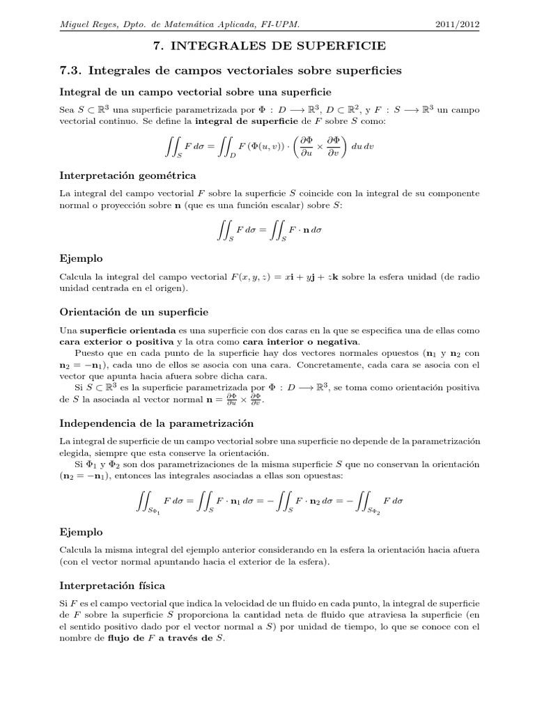Integrales de Superficie | PDF | Integral | Vector Euclidiano