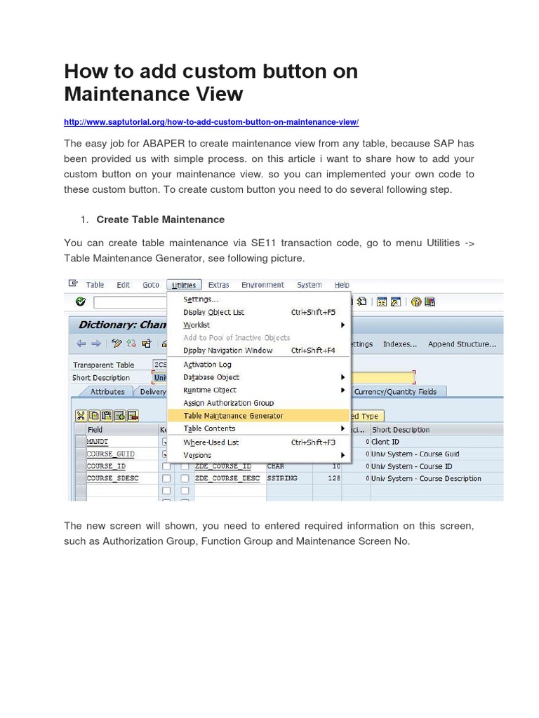 How To Add Custom Button On Maintenance View | Download Free PDF ...