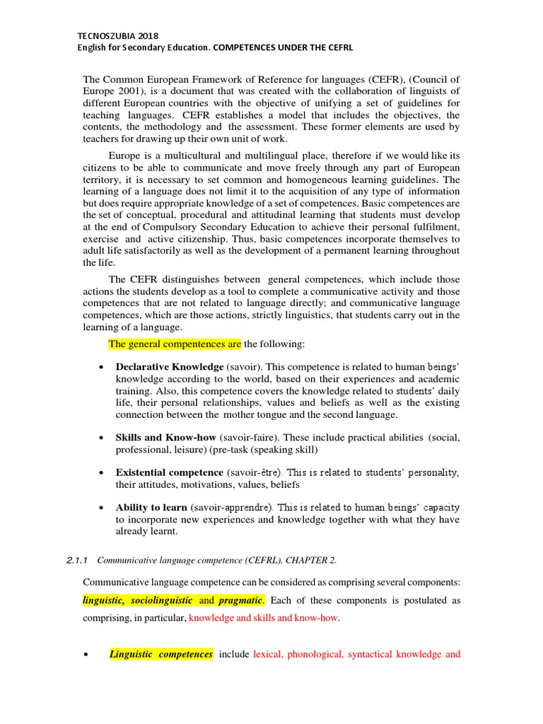 Communicate Competences Under The CEFRL | PDF | Linguistics | Epistemology