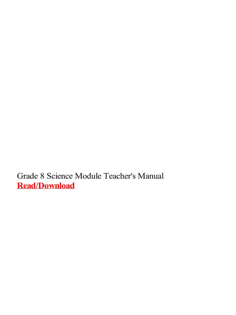 Grade 8 Science Module Teachers Manual | PDF | Curriculum | Kindergarten