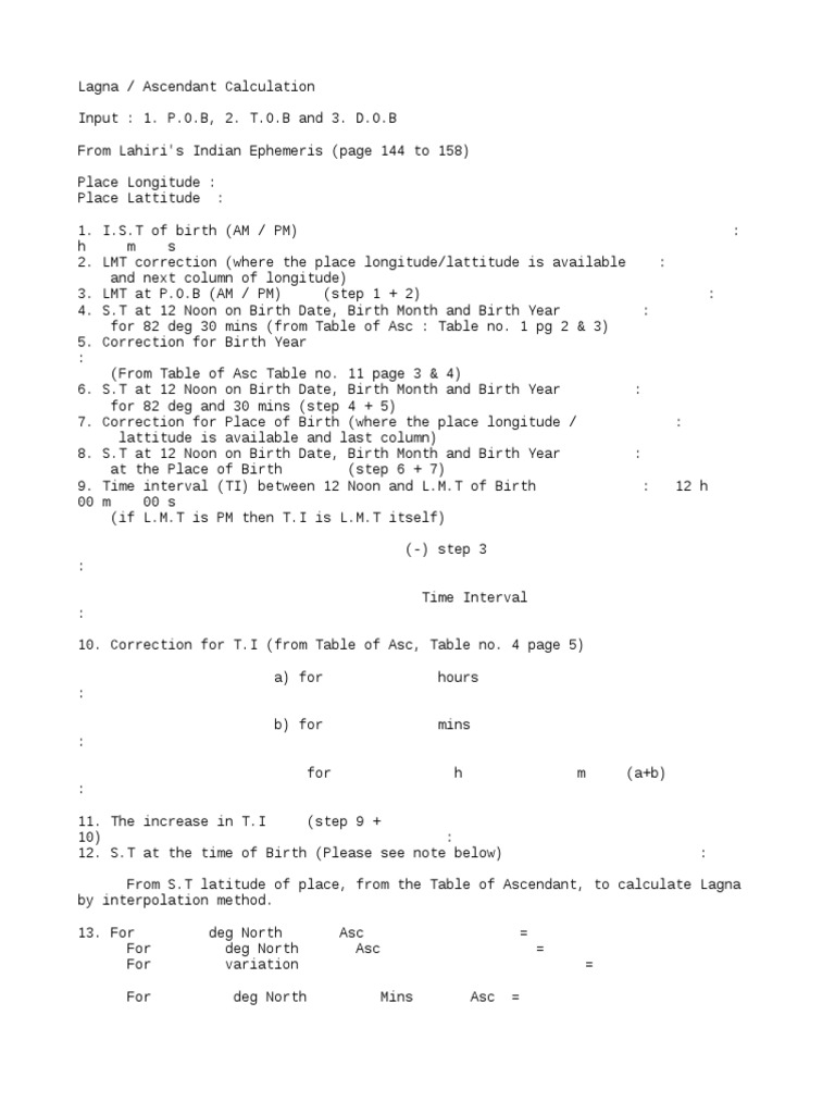 Lagna Calculation | PDF | Scientific Observation | Navigation