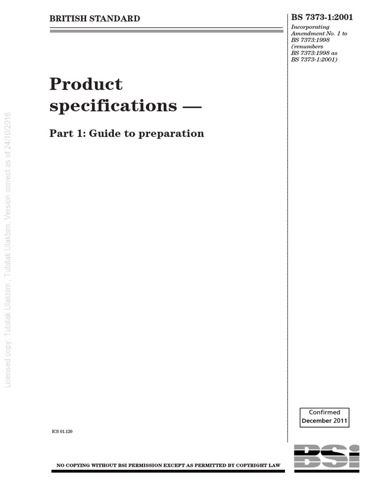 BS 7373-1-2001 - (2016-10-24 - 08-15-34 Am) | PDF | Specification ...