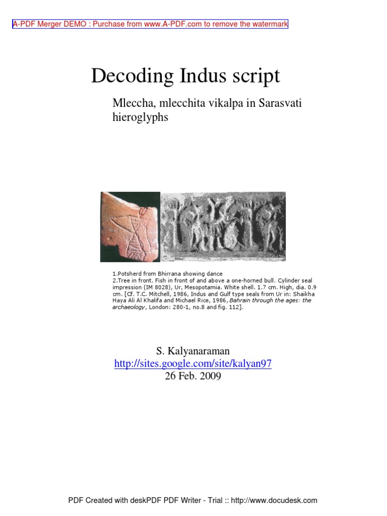 12807602 Decoding Indus Script | Sanskrit | Semiotics