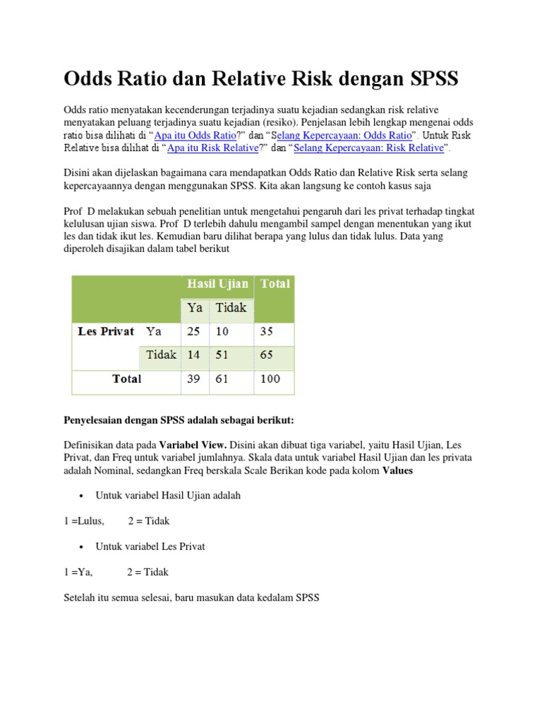 Odds Ratio Dan Relative Risk | PDF
