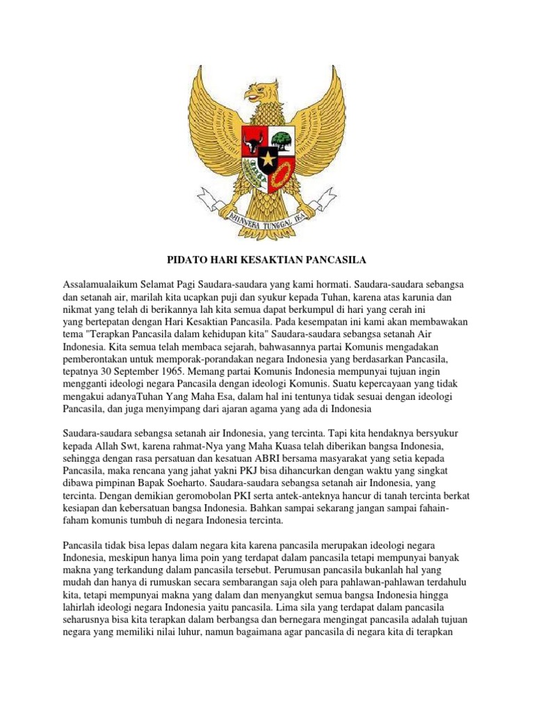 Pidato Hari Kesaktian Pancasila | PDF | Pengembangan Diri