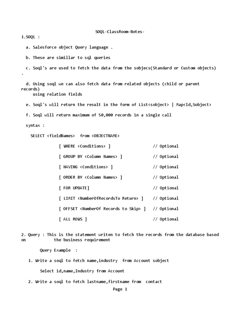 SOQL | PDF | Databases | Information Technology Management