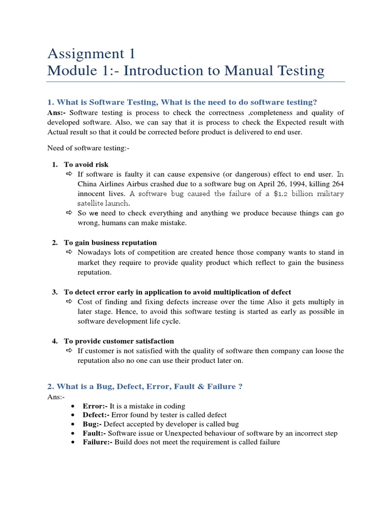 Assignment 1 | Software Testing | Software Bug