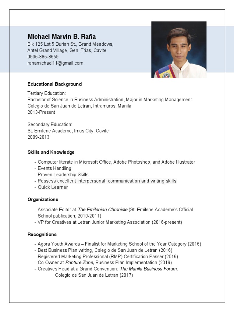 Michael Marvin B. Raña: Educational Background | PDF