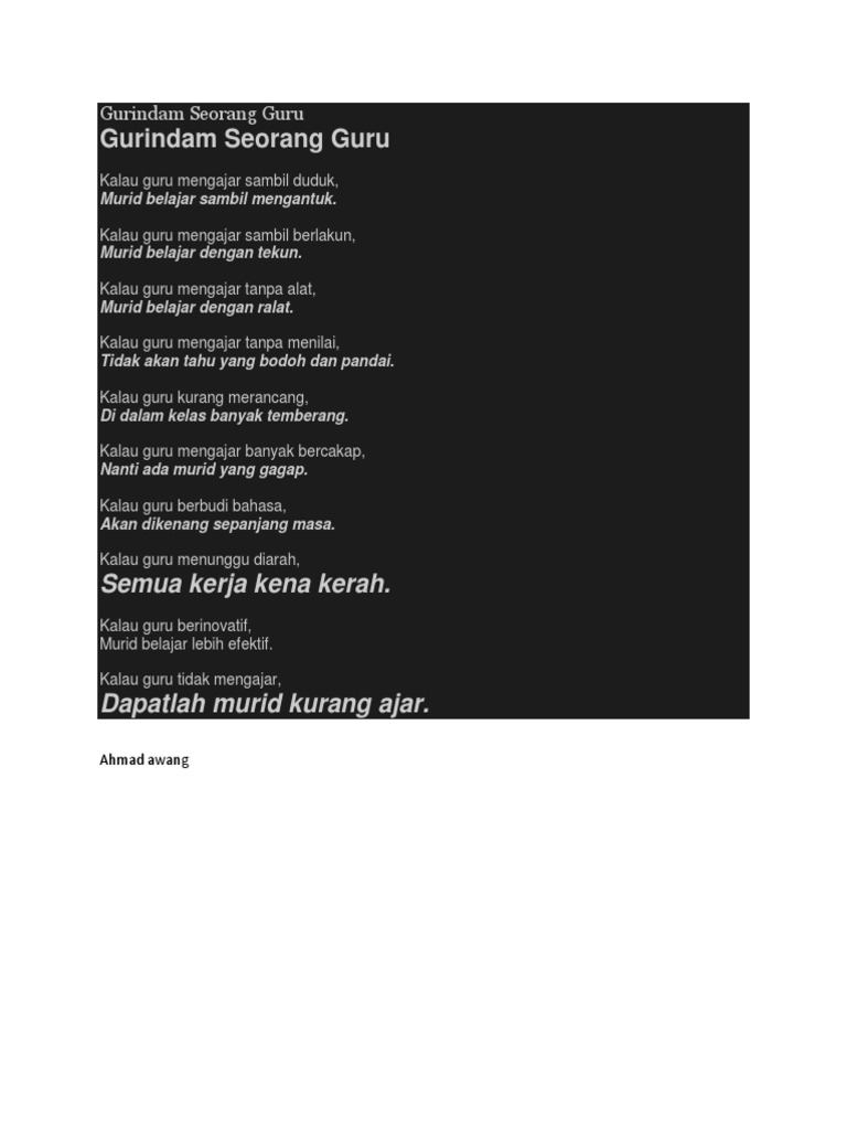 Gurindam Kalau Guru | PDF