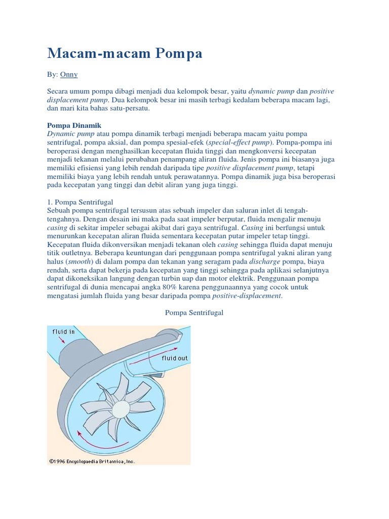 Macam-Macam Jenis Pompa dan Fungsinya | PDF | Teknologi & Rekayasa