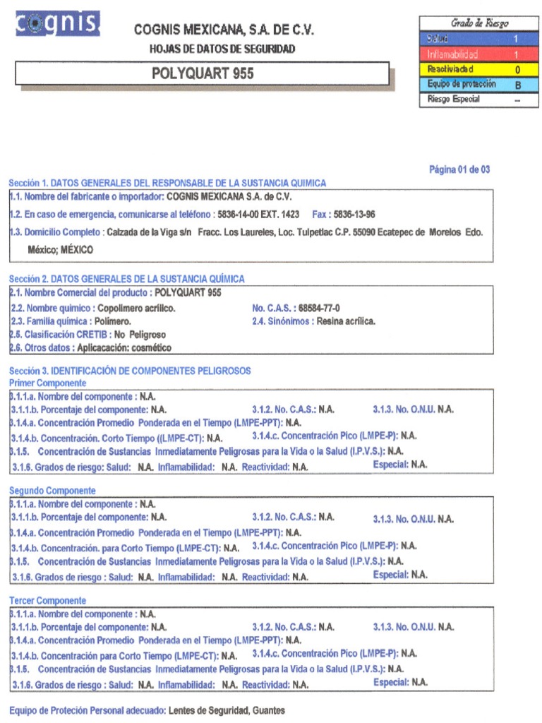 MSDS Polyquart 955 | PDF