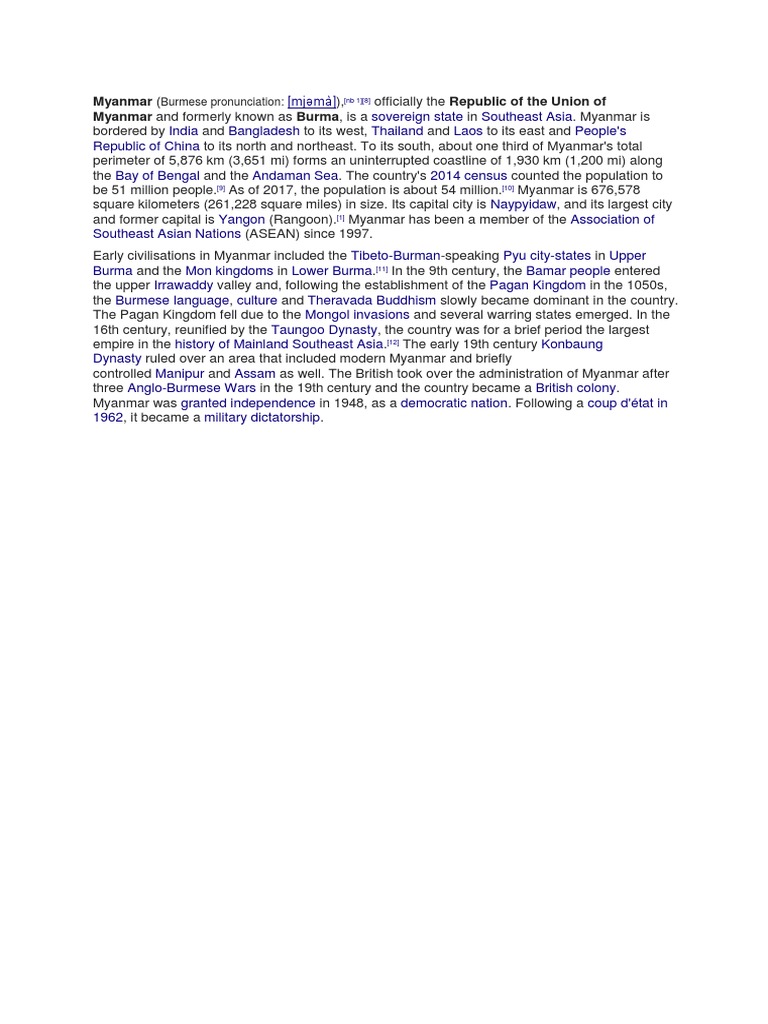 Myanmar (Myanmar and Formerly Known As Burma, Is A: Burmese ...