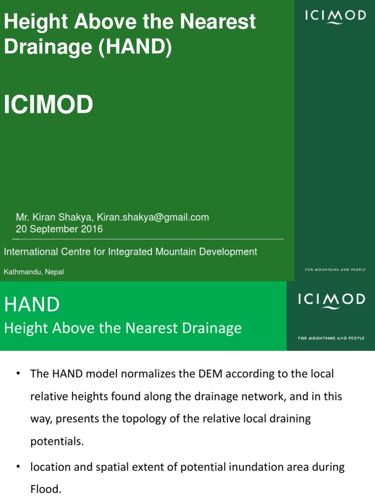 Height Above The Nearest Drainage (HAND) : Icimod | PDF