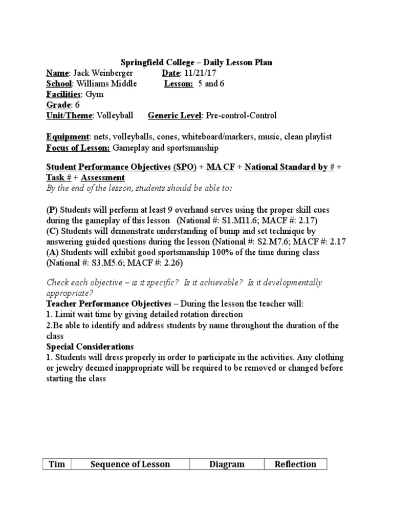 6th Grade Volleyball Lesson 5 | PDF | Volleyball | Cognition