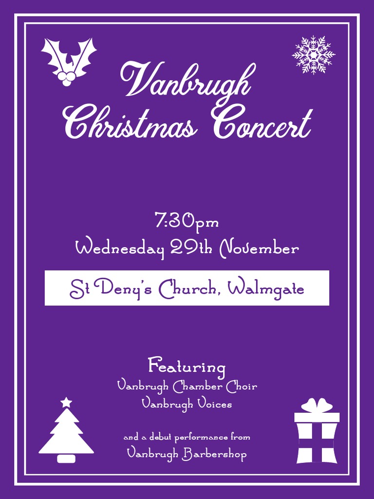 Vanbrugh Christmas Concert: 7:30pm Wednesday 29th November | PDF