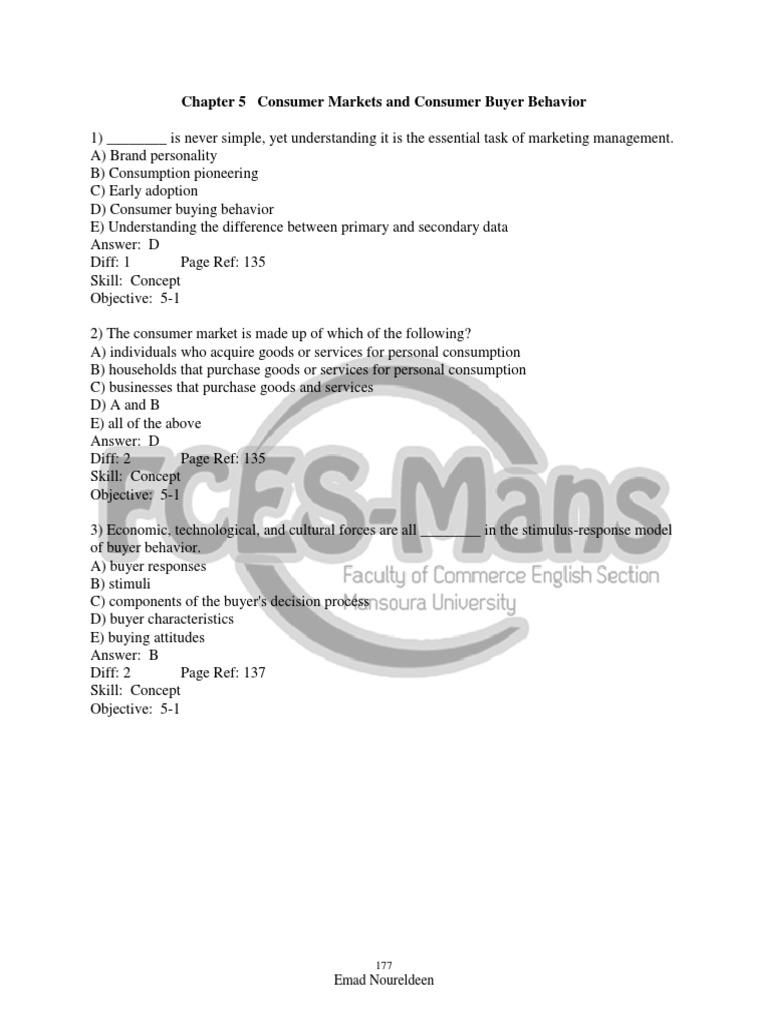 Chapter 5 Consumer Markets and Consumer Buyer Behavior: Emad Noureldeen ...