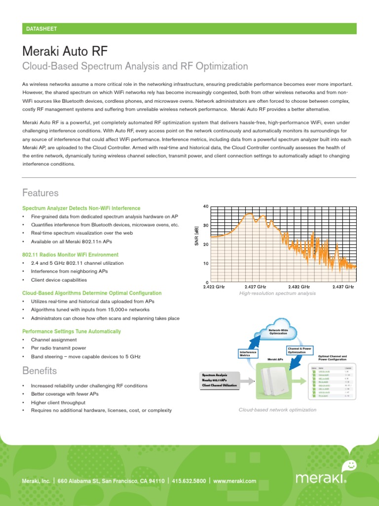 Meraki Datasheet Auto RF | PDF | Wi Fi | Ieee 802.11