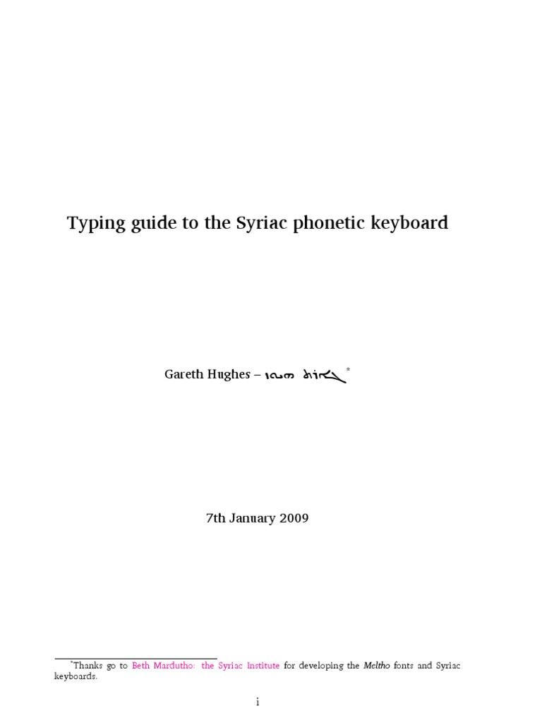 Typing Guide To The Syriac Phonetic Keyboard | PDF | Computer Keyboard ...