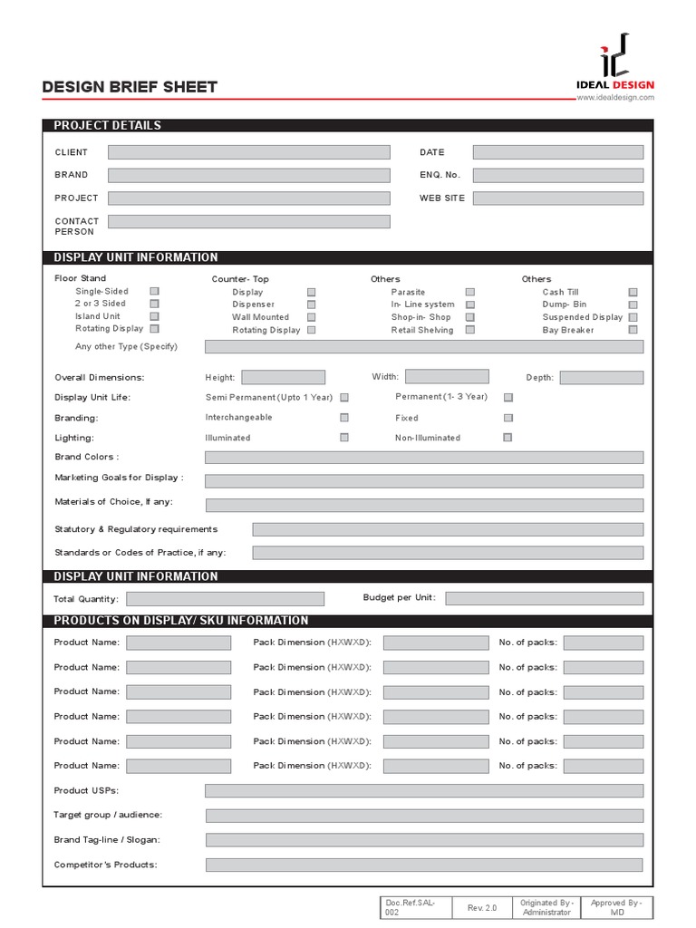 Design Brief Sheet: Project Details | PDF | Brand | Business Economics