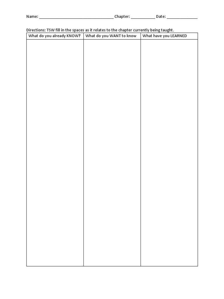 K-W-L Handout | PDF