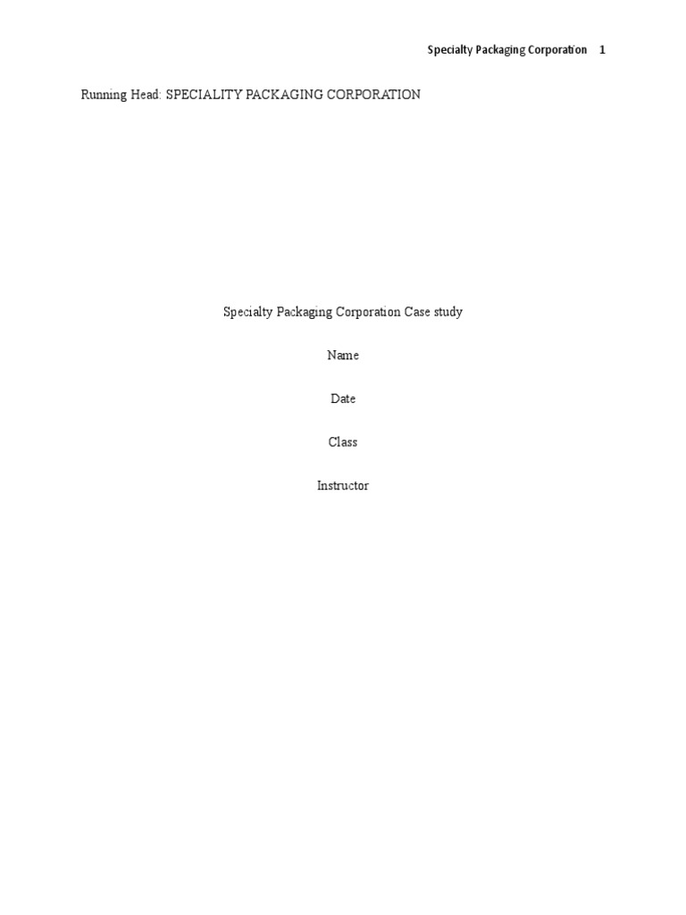 Specialty Packaging Corporation Case Study | PDF | Forecasting | Prices