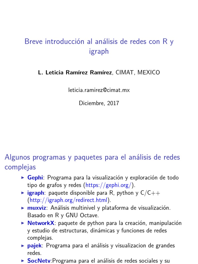 NetworksCon R Igraph | PDF | Python (lenguaje de programación ...