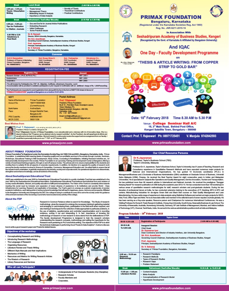 Faculty Development Programme | PDF | Doctor Of Philosophy | Thesis