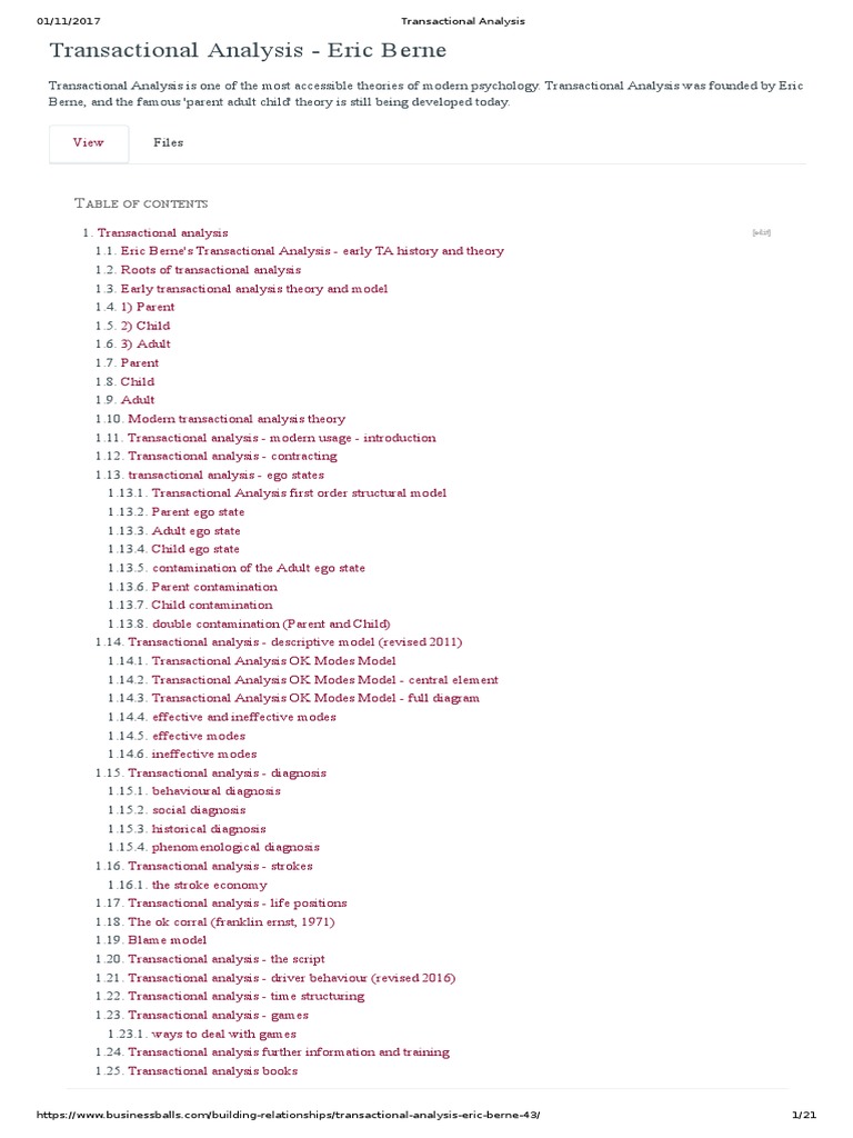 Transactional Analysis | PDF | Clinical Psychology | Psychology