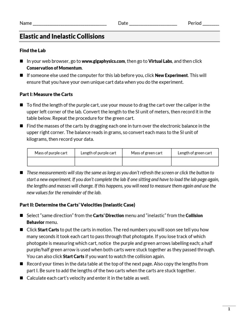 The Conversation of Momentum Virtual Lab | PDF | Collision | Momentum