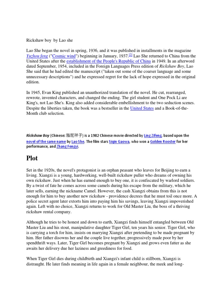 Rickshaw Boy by Lao She | PDF | Books