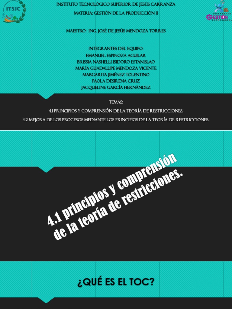 4.1 Principios y Comprension de La Teoria de Restricciones | PDF
