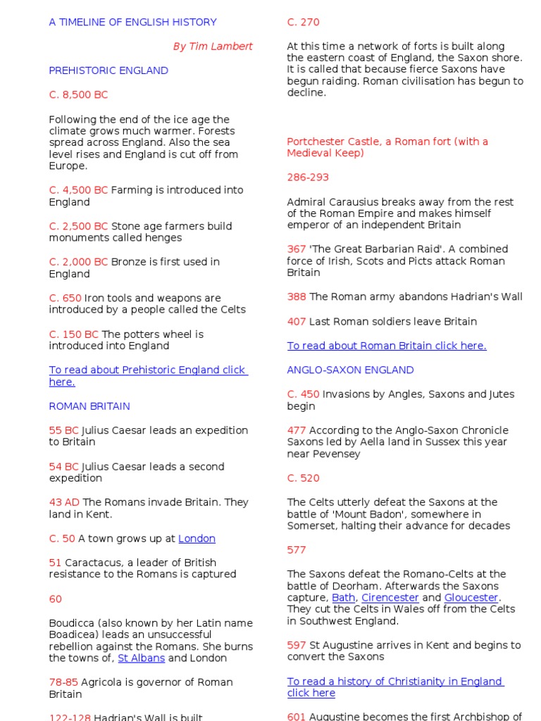 A Timeline of English History | PDF | Anglo Saxons | Henry Viii Of England