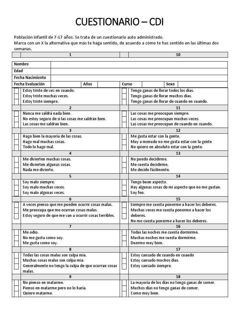 Cuestionario _ Cdi Word | Ocio
