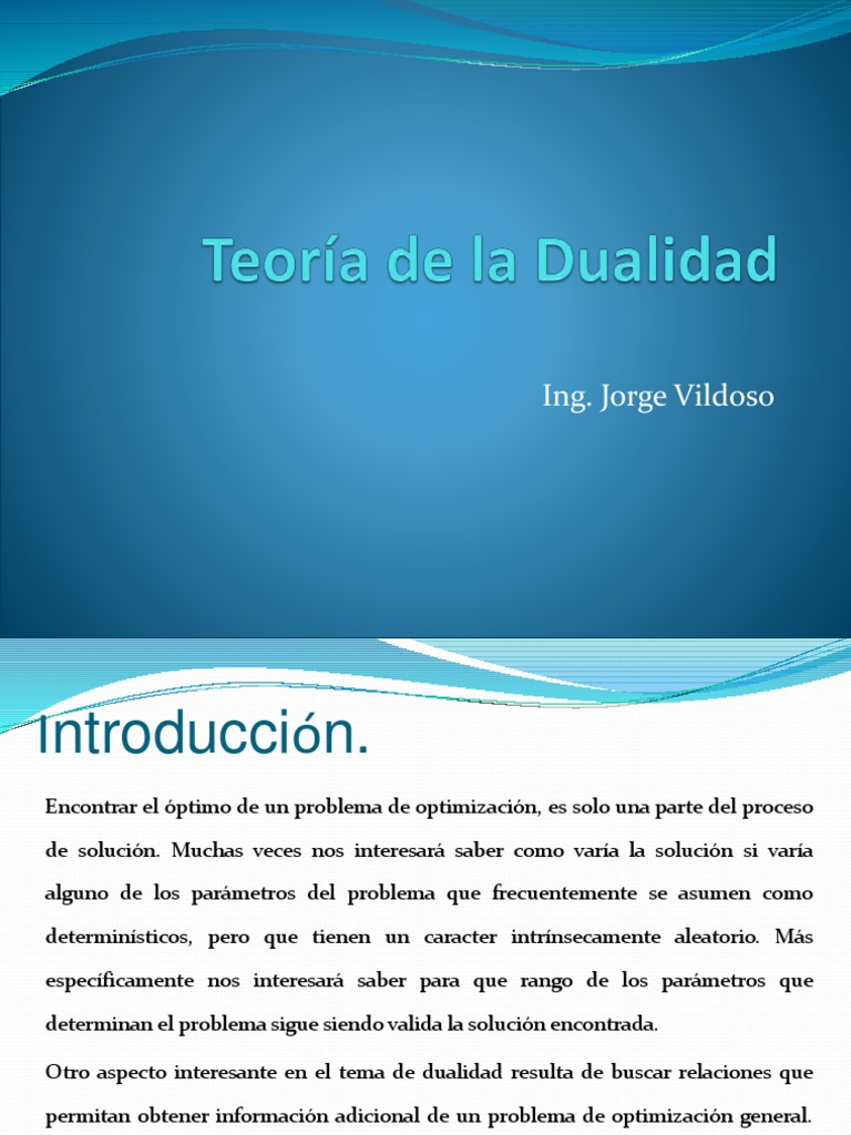Sesión 11 Teoria de La Dualidad | PDF | Optimización Matemática | Programación lineal