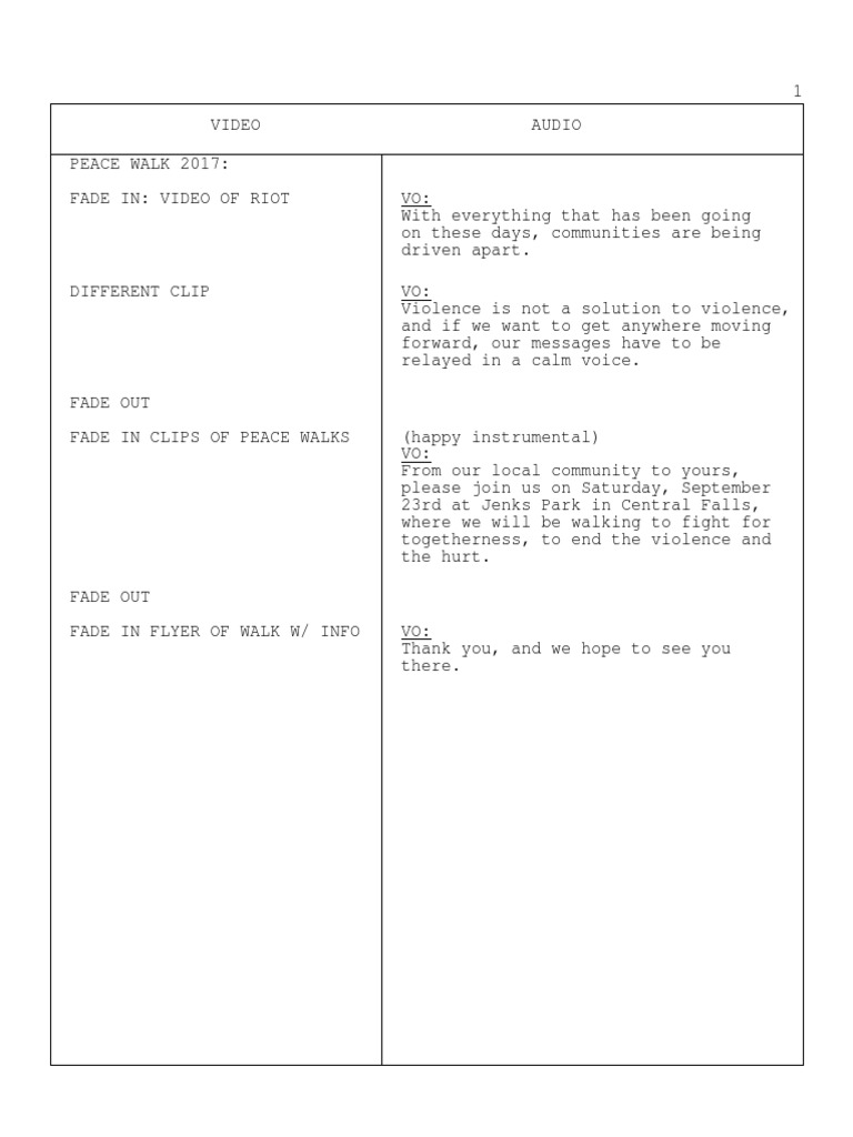 30 Second PSA Script | PDF