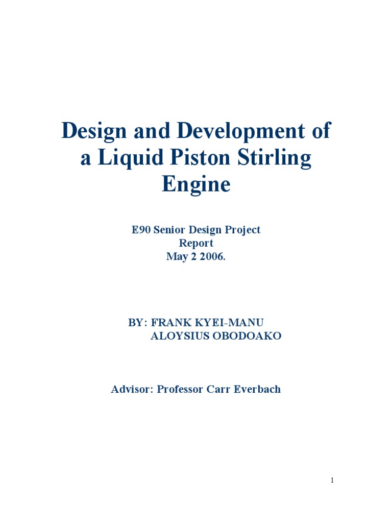 Design of Liquid Piston Stirling Engine | PDF | Internal Combustion ...