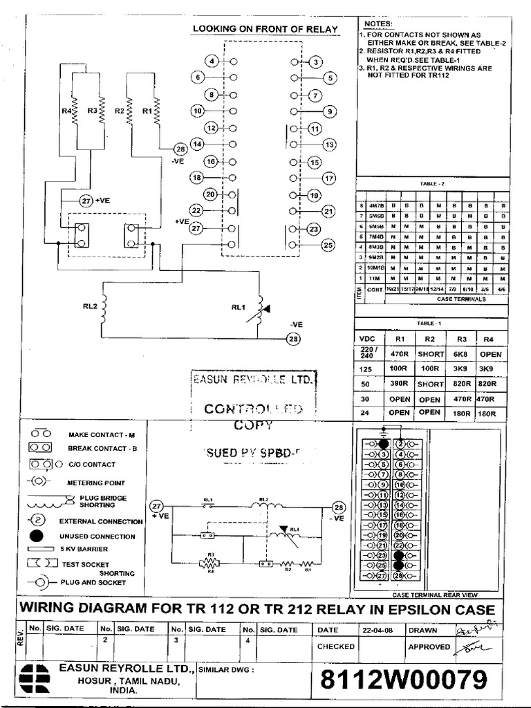 TR 112/212 Relay Connection Diagram | PDF | Electrical Components ...
