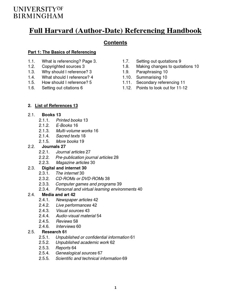 Harvard Referencing Handbook | PDF | Citation | Media